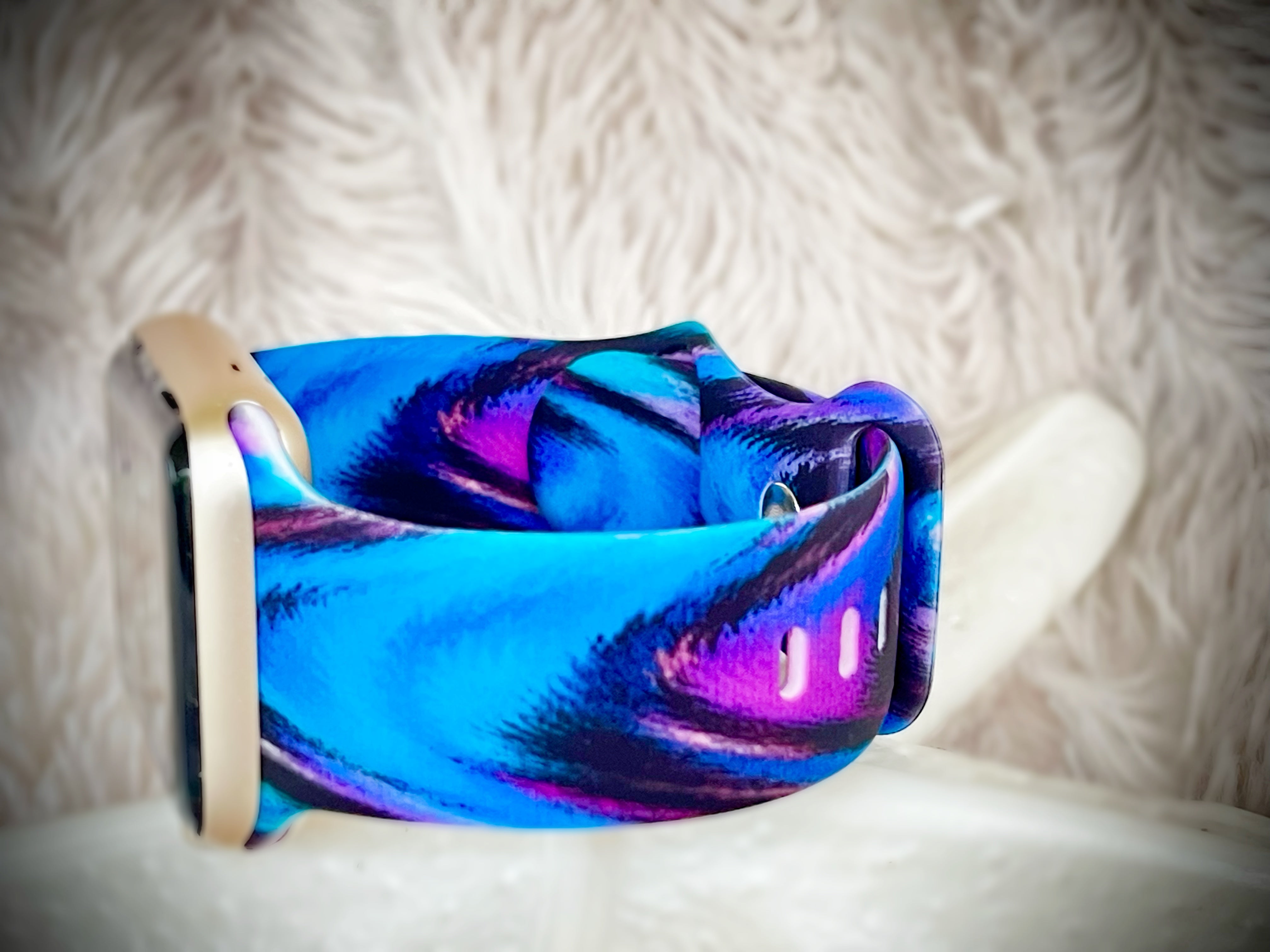 Cacha Silicone Design Band - Blue/Purple Splash – Cacha & Co